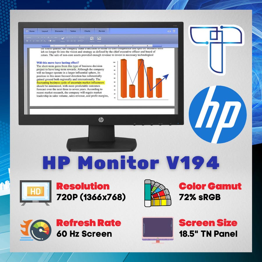 Jual HP V194 Monitor - HD 720P - 1366x768 - Panel TN | Shopee Indonesia