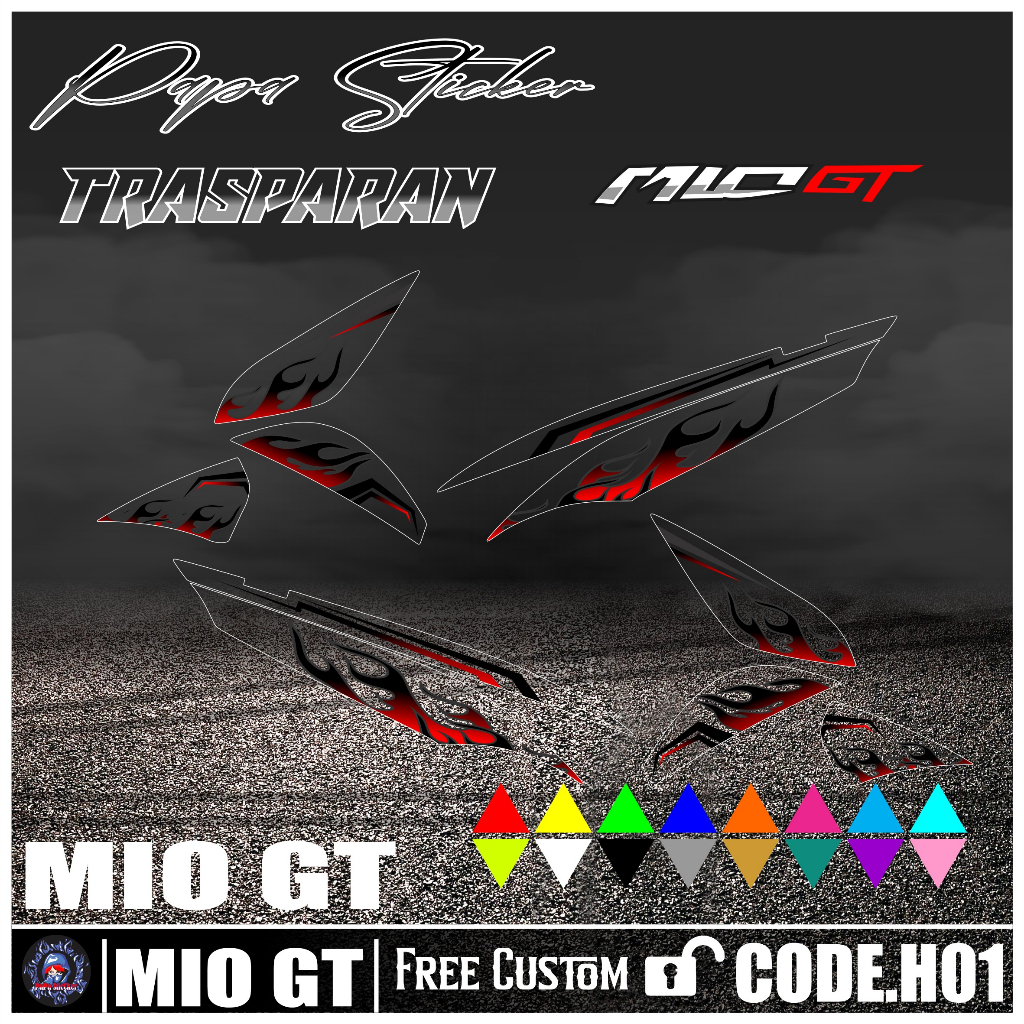 Jual Transparan Striping MIO GT STICKER MOTIF API Transparan papa H01 ...