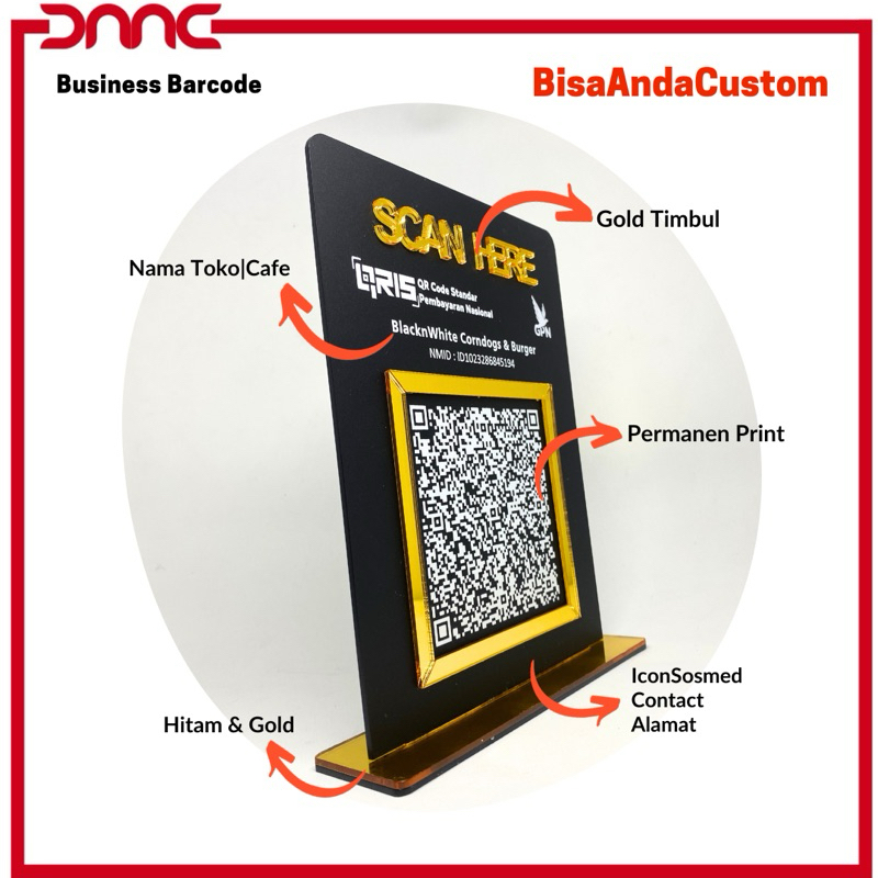 Jual Barcode Business papan nama meja Akrilik | standing QR Qris Sosmed ...
