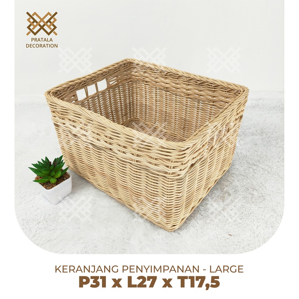 Jual KERANJANG ROTAN BESAR PENYIMPANAN KOTAK P31 X L27 X T17.5 PRATALA ...