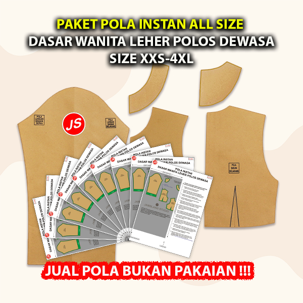 Jual Paket Pola Instan All Size Pola Dasar Wanita Leher Polos Potongan Pinggang | Semua Ukuran ...