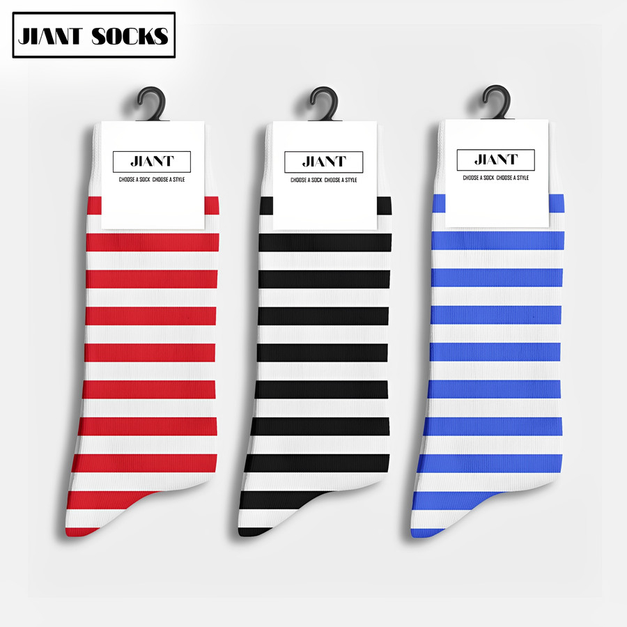 Jual Kaos Kaki Korea Panjang, Motif Garis Merah Putih Stripe, Allsize ...