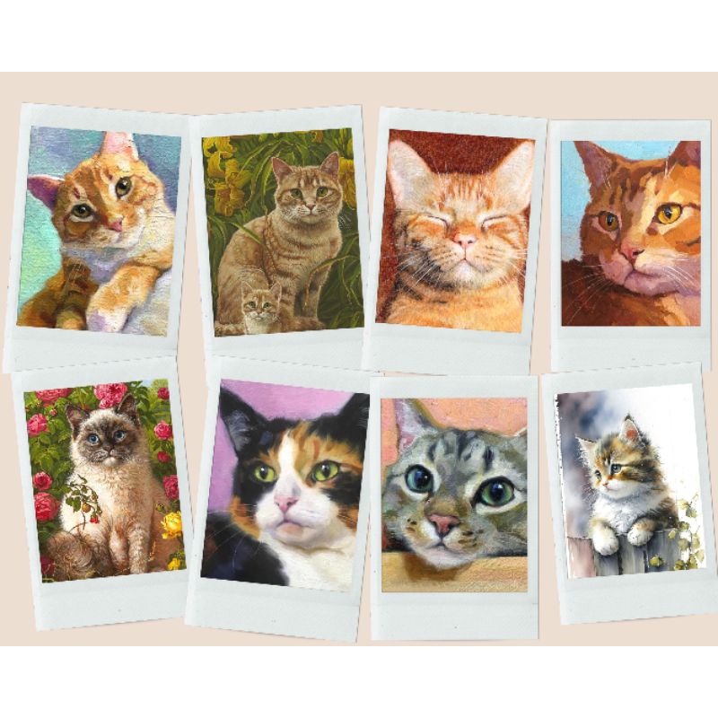 Jual poster/sticker laminasi glossy gambar lukisan kucing lucu imut ...
