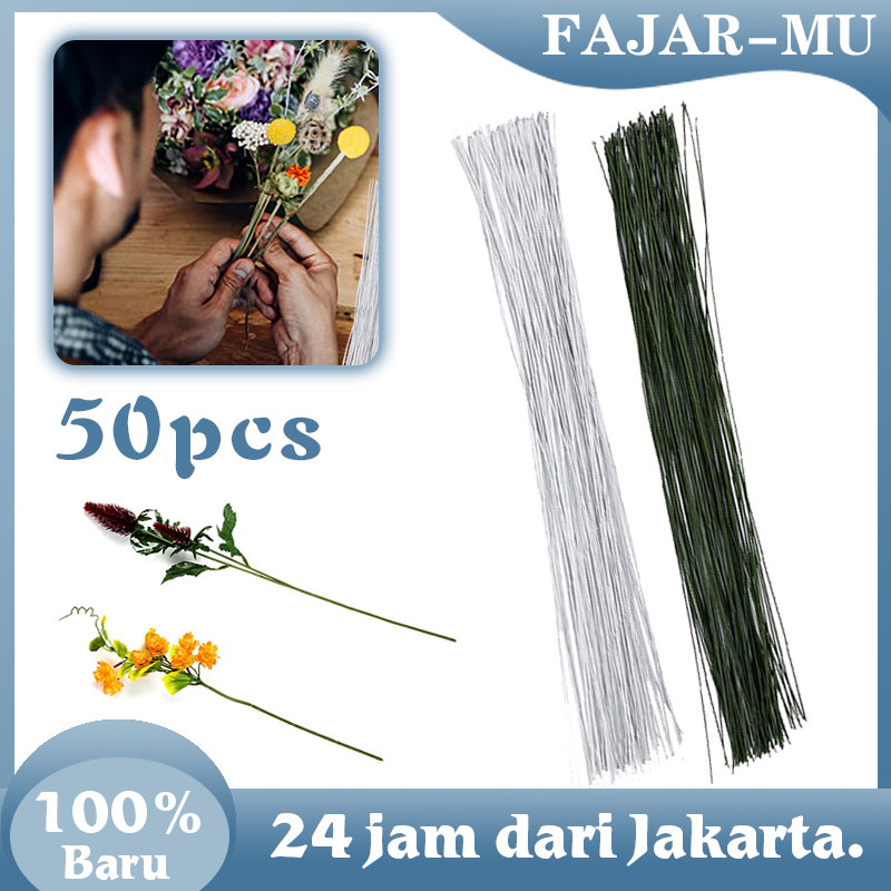 Jual 50 Pcs Tangkai Bunga Kawat Bunga Batang Bunga Artificial Kawat ...