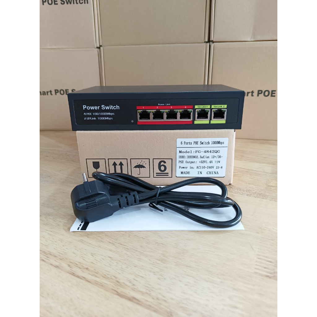 Jual Switch hub POE 4 ports + Uplink 2 ports 100mbps full Speed ...