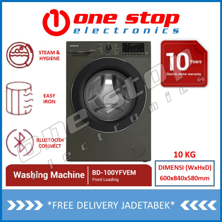 Jual HITACHI BD-100YFVEM / 100 YFVEM Mesin Cuci Front Loading Inverter ...