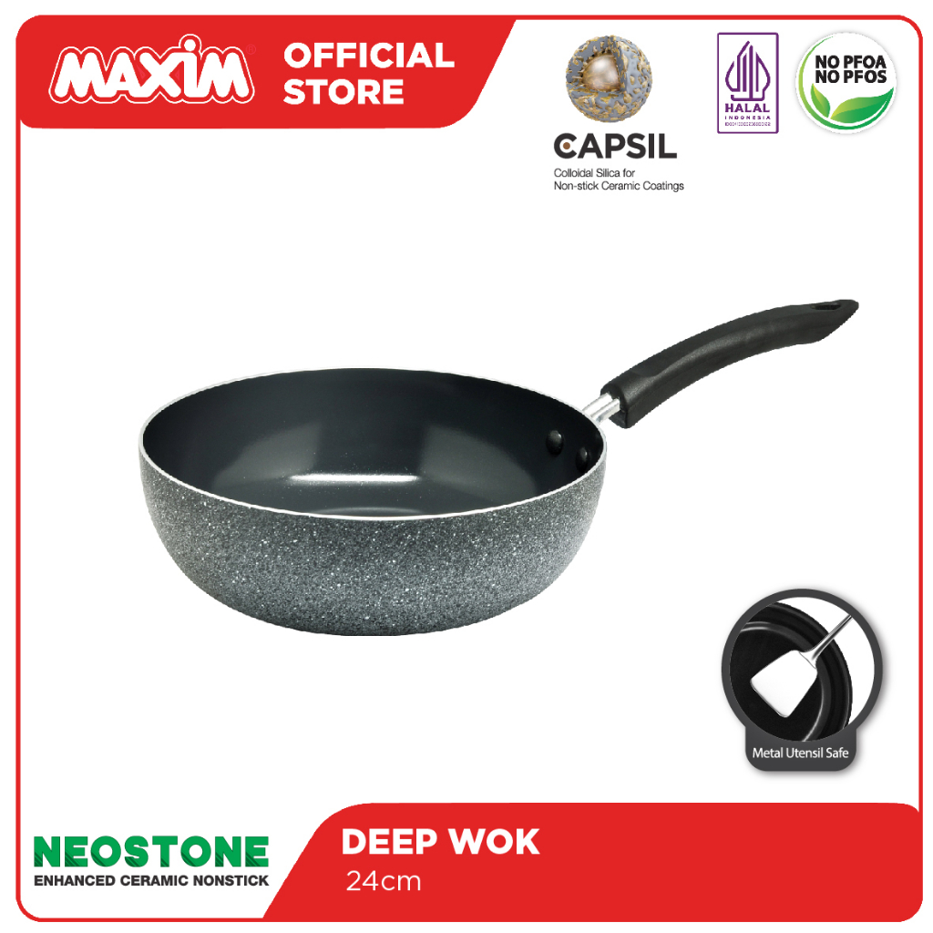 Jual Maxim Neostone Panci Ceramic Anti Lengket 24cm Deep Wok | Shopee ...