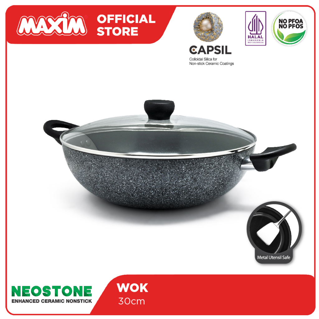 Jual Maxim Neostone Wajan Ceramic Anti Lengket 30cm Wok | Shopee Indonesia