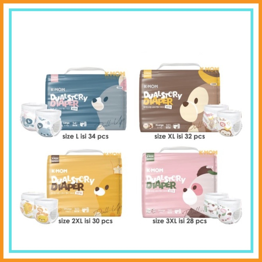 Jual KMOM Dual Story Pull Up Diaper L34 XL32 2XL30 K Mom Baby Diapers K ...