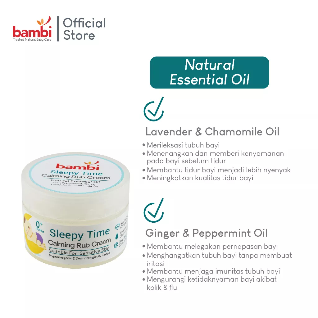 Jual BAMBI Baby Sleepy Time Calming Rub Cream 40g | Shopee Indonesia