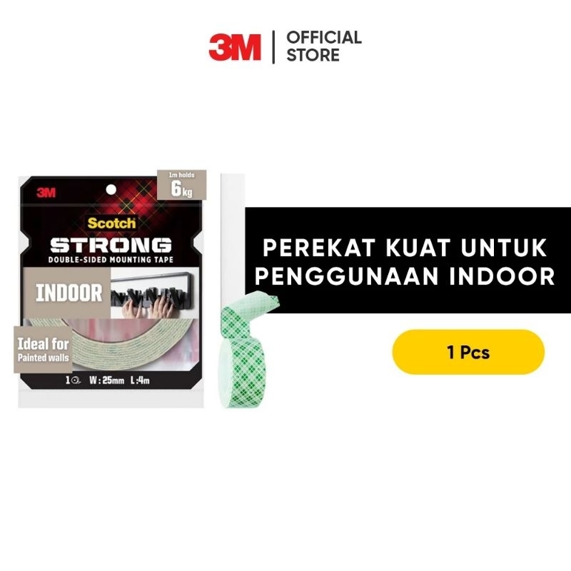 Jual 3M Scotch Strong Double Sided Mounting Tape Indoor 6Kg 110-M25 25mm X 4m / Perekat Isolasi ...