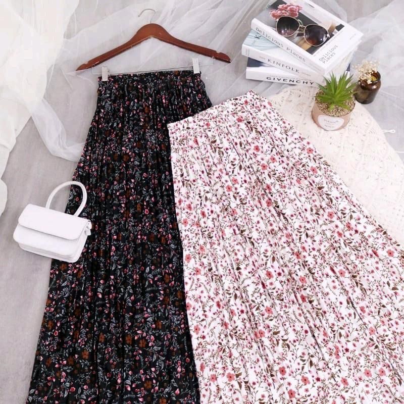Jual Rok Plisket Motif Bunga Sakura / Rok Plisket Wanita | Shopee Indonesia
