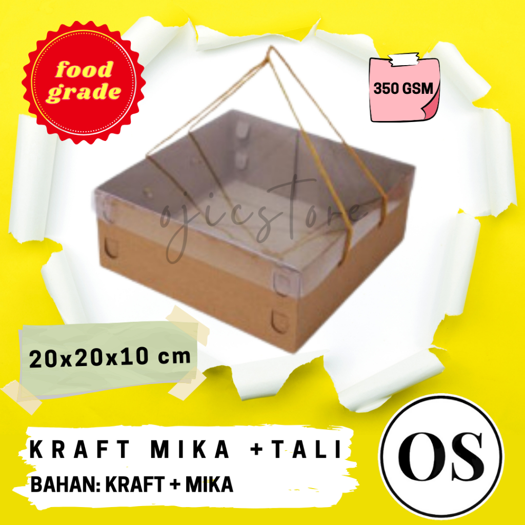 Jual Dus Kraft Tali Dengan Tutup Mika Terpisah 20x20x10 CM 350 GSM ...