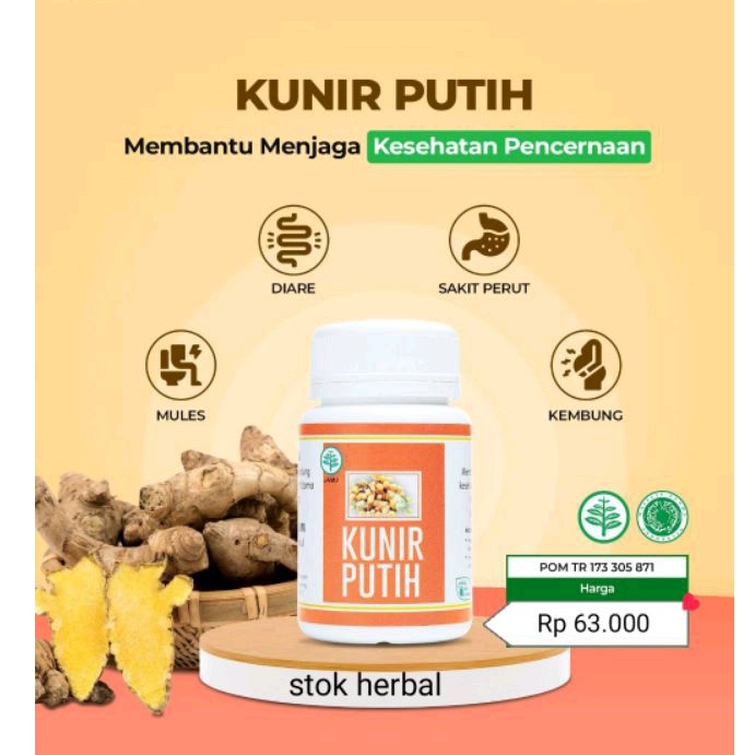 Jual HIU Kunir Putih Kapsul Kunyit Putih Herbal Indo Utama Mengobati ...