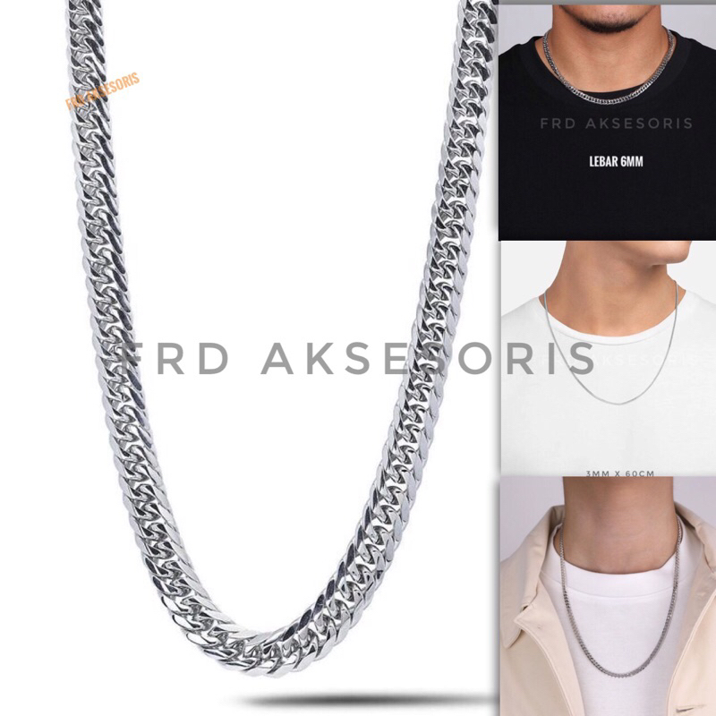 Jual Kalung Pria Rantai Besar Titanium Import Silver HIP-HOP | Shopee ...
