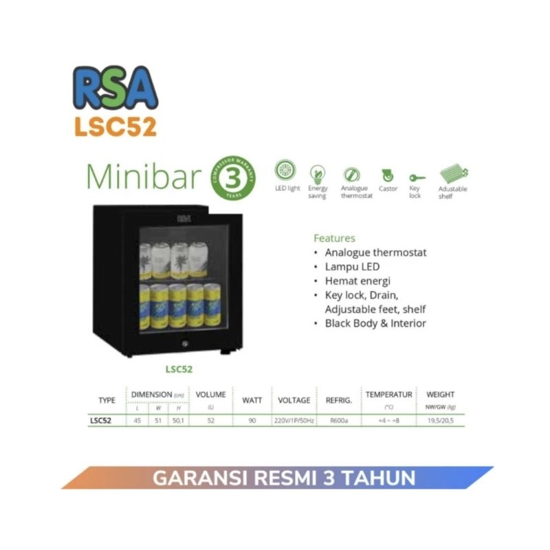 Jual Rsa Showcase Mini Bar LSC52 52L | Shopee Indonesia