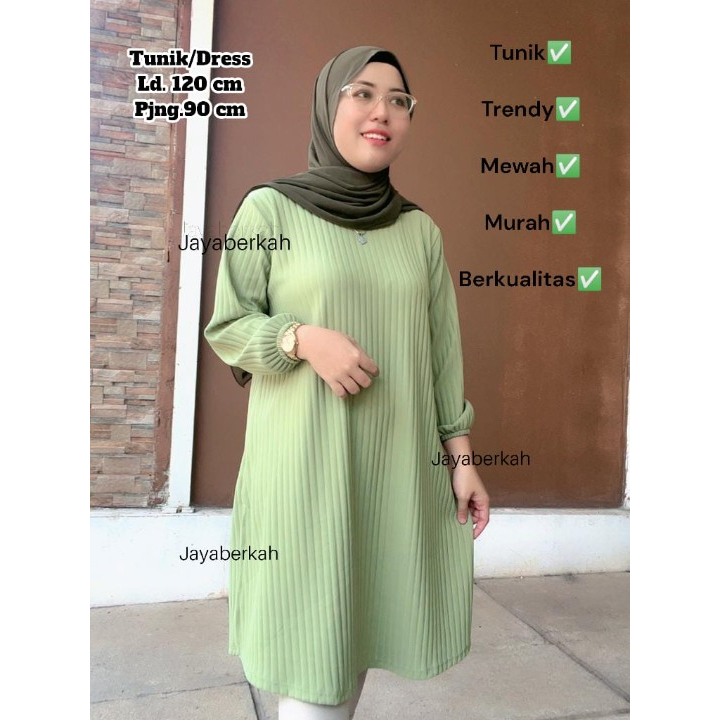 Jual DRESS TUNIK KNIT HORNET POLOS LD 120 LENGAN KARET ATASAN WANITA Melar Midi Muslim Panjang ...