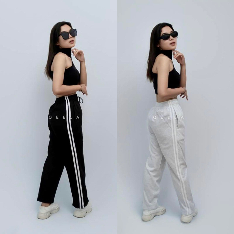 Jual QeelaOfficial - Celana Training Wanita List Strip Sporty Longpants ...