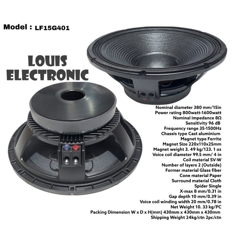 Jual Speaker Komponen RCF LF15G401 LF 15G401 15 Inch LF 15 G401 Grade ...