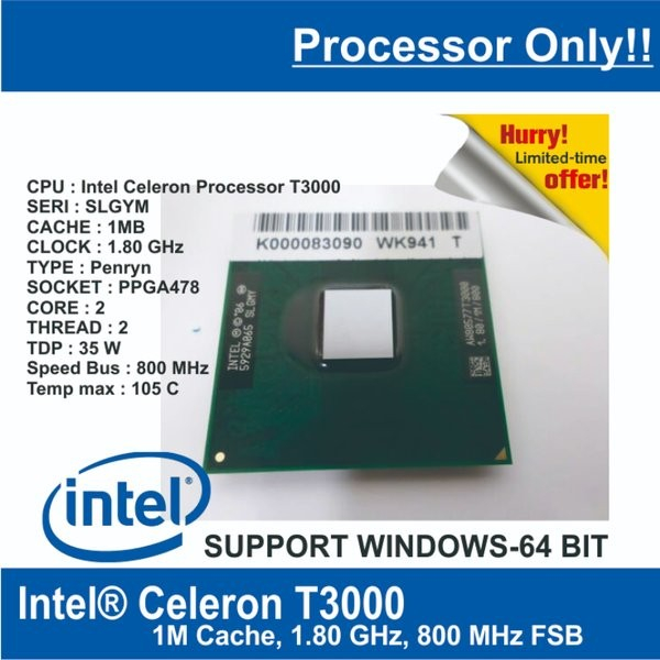 Jual ET31 CPU-CLR-18 Processor Laptop Intel Celeron T3000 CPU SLGMY ...