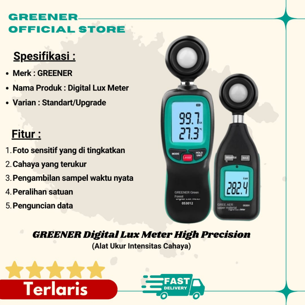 Jual GREENER Digital Lux Meter High Precision - Alat Ukur Intensitas ...