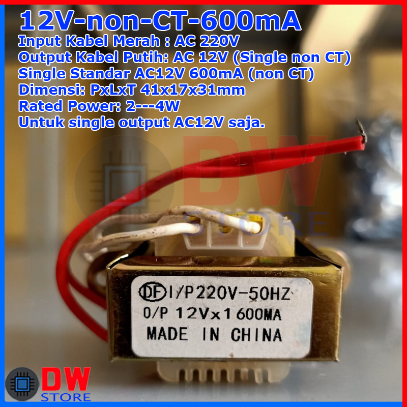 Jual Trafo Transformer Power Supply CT nonCT 220V AC 6V 9V 12V 15V ...