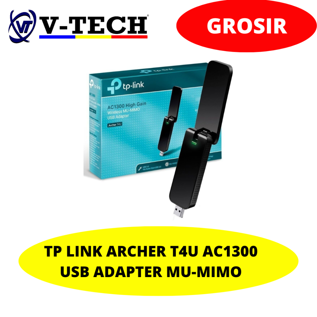Jual TP LINK ARCHER T4U AC1300 USB ADAPTER MU-MIMO | Shopee Indonesia