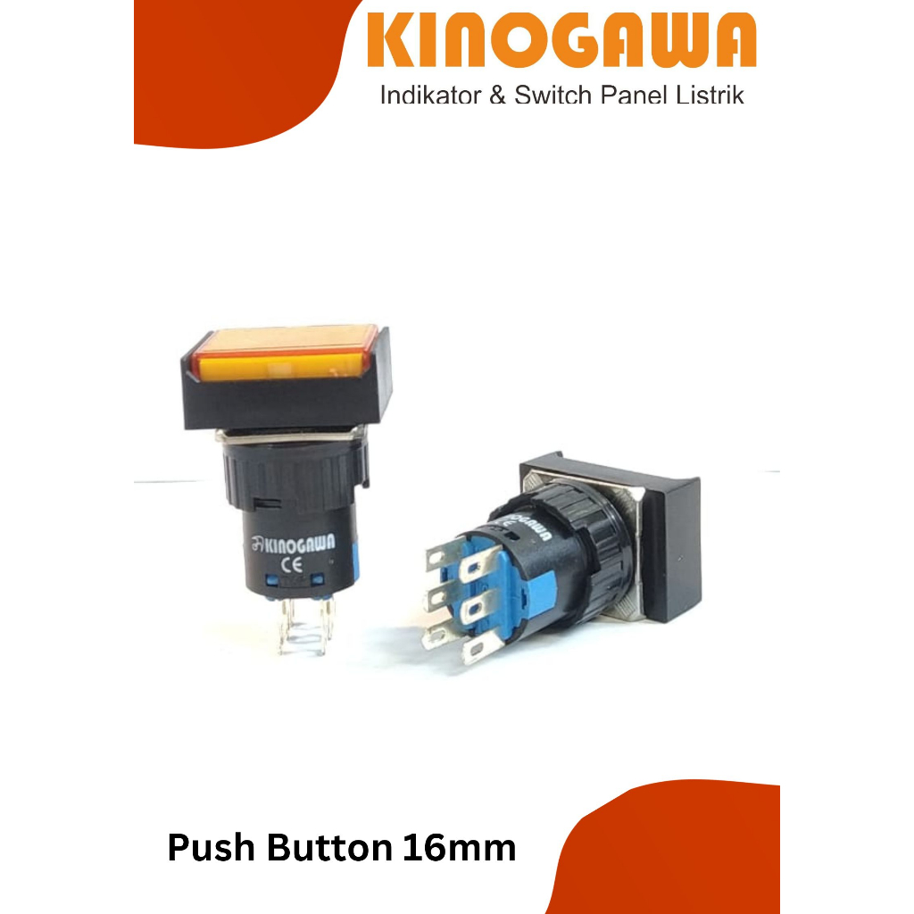 Jual Push Button Rectangular 16mm YELLOW Lock (Non Lampu) | Shopee ...