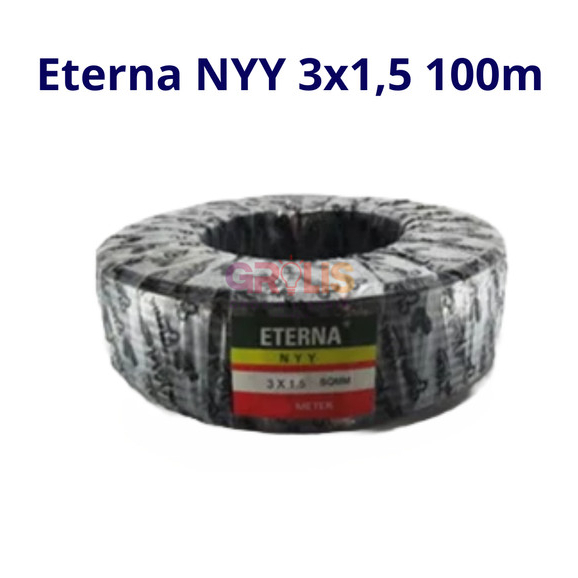 Jual Eterna Kabel NYY 3x1,5 Roll 100 Meter Kabel Listrik Hitam Tembaga ...