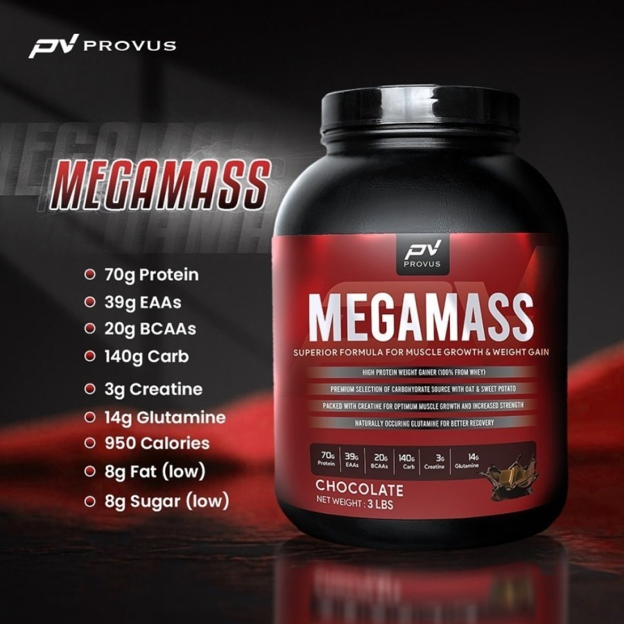 Jual Provus MegaMass 3 Lbs pv mega mass gain gainer penambah bb berat ...