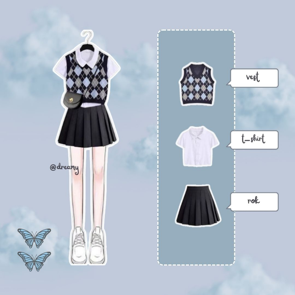 Jual One Set Outfit Korea wanita, Outfit ulzzang, Ootd Korea wanita ...