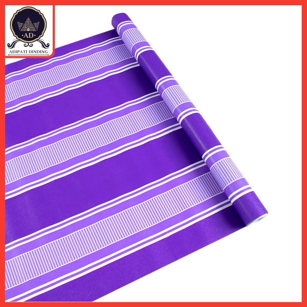 Jual Adipati Official Store Wallpaper Motif Salur Ungu Ukuran 45 Cm X