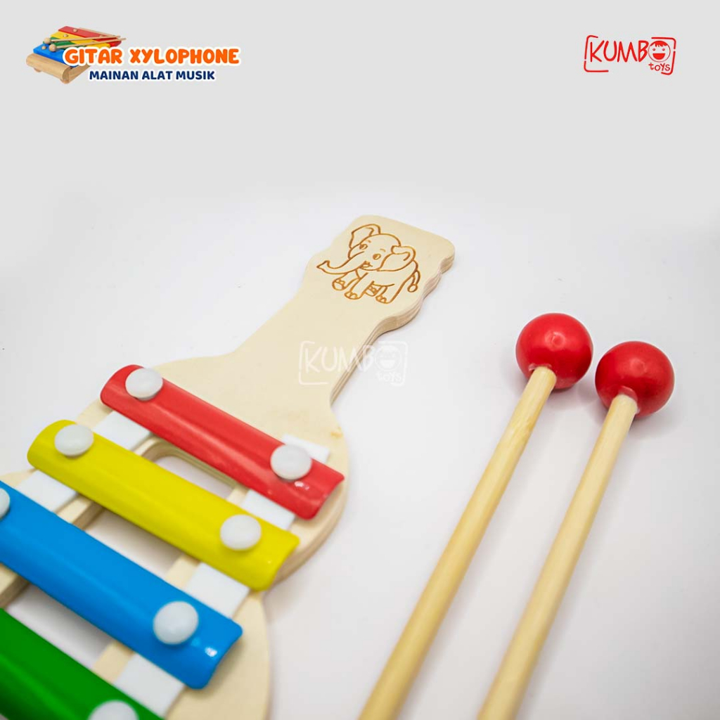 Jual Mainan Edukasi Xylophone Gitar Kayu Anak 5 Notes Musical ...