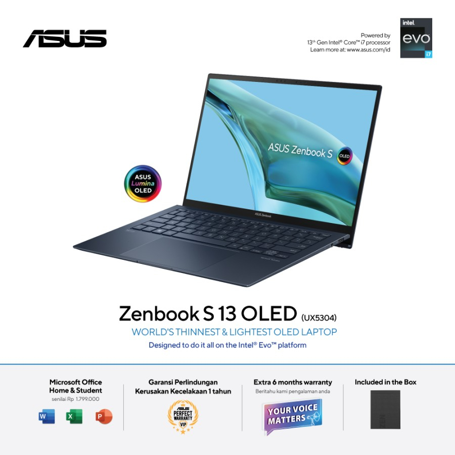 Jual ASUS ZenBook S 13 OLED UX5304VA-OLEDS712 - Ponder Blue [Intel ...