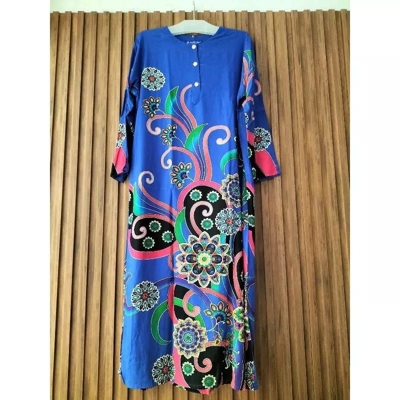 Jual DASTER 19 LENGAN 7/8 KENCANA UNGU LEBEL BIRU DASTER BATIK KU MOTIF ...