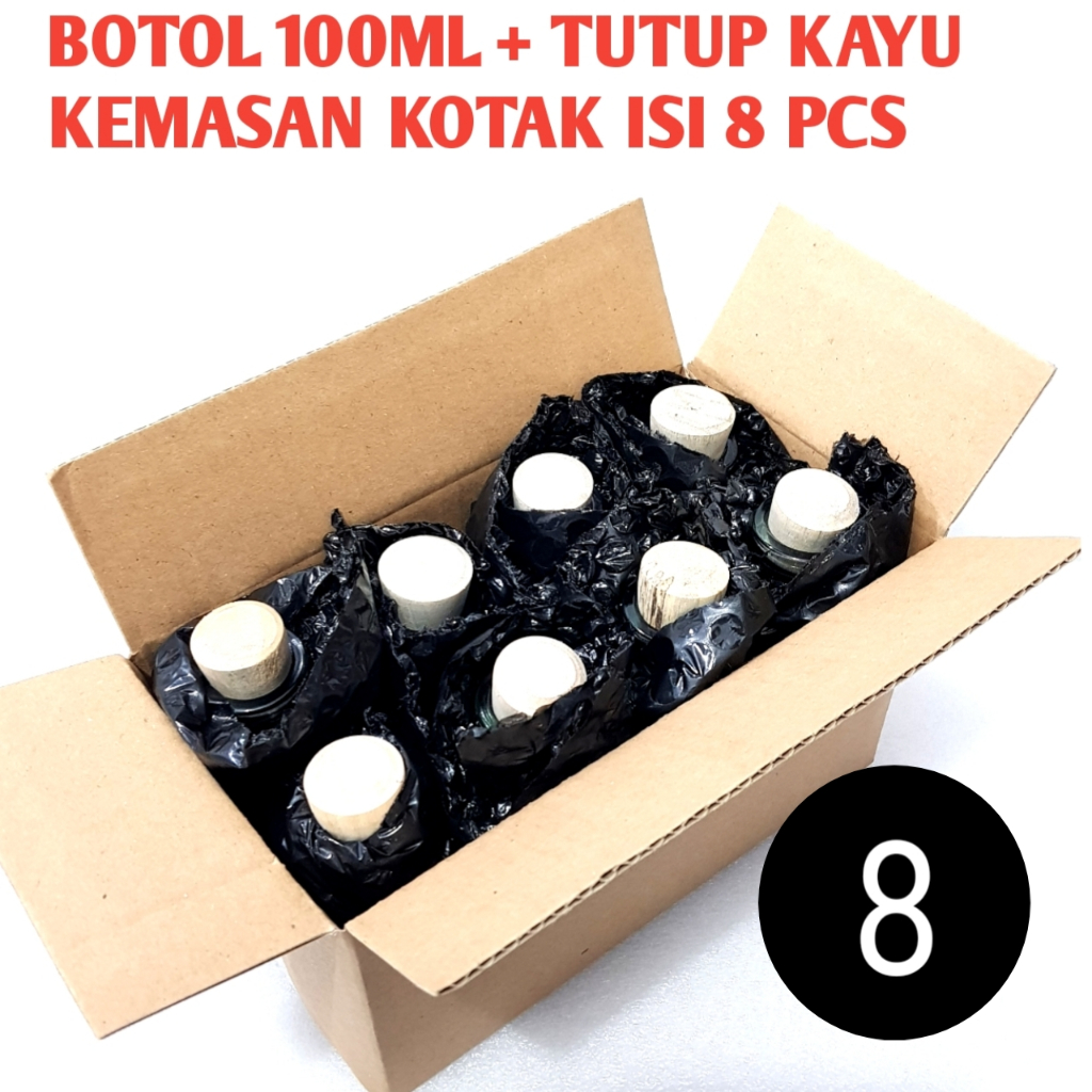 Jual / ISI 8 / isi 4 PCS Botol 100ml / botol 100ml tutup kayu botol ...
