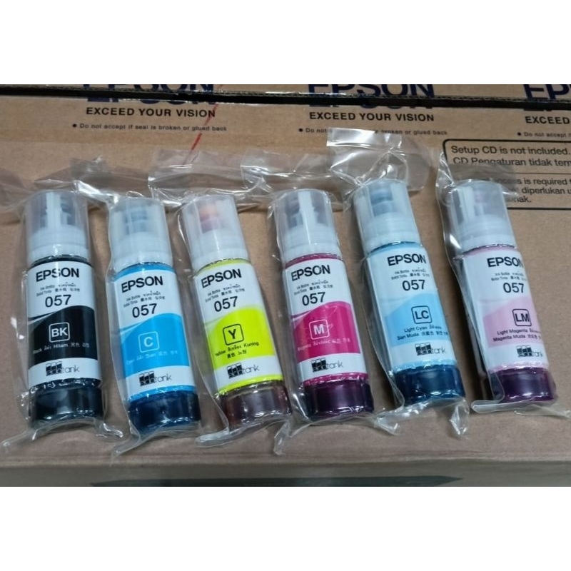 Jual TINTA EPSON 057 ORIGINAL BAWAAN PRINT L18050 HARGA /SET 6WARNA | Shopee Indonesia