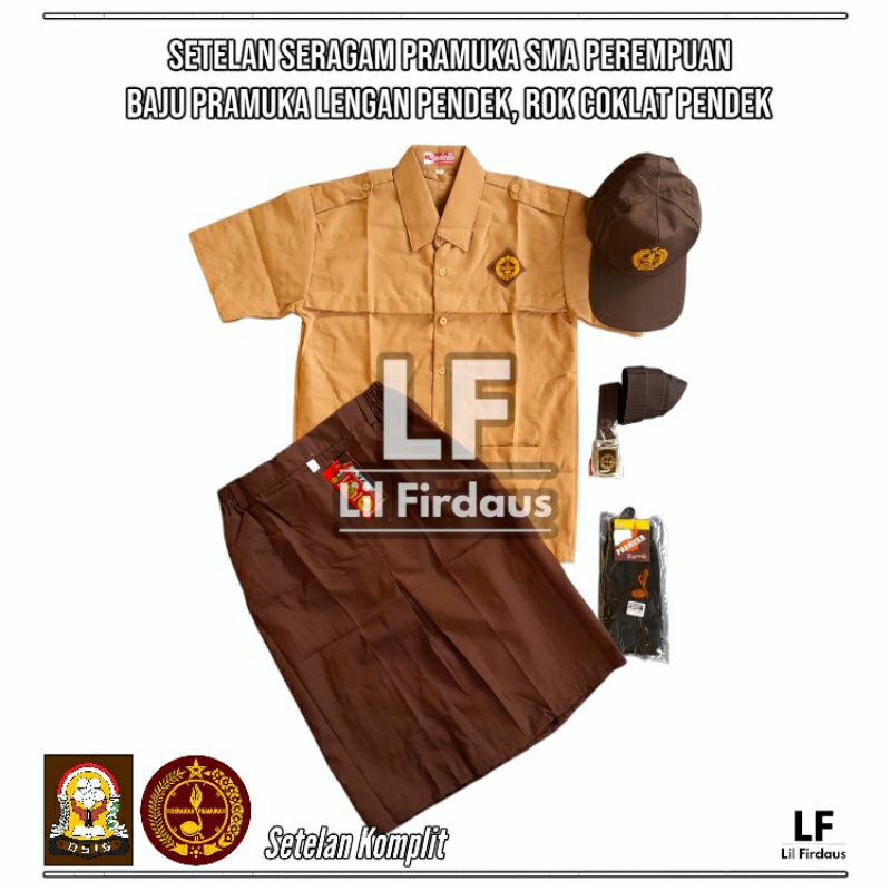 Jual Seragam Pramuka SMA Perempuan Satu Set Baju Pramuka Lengan Pendek ...