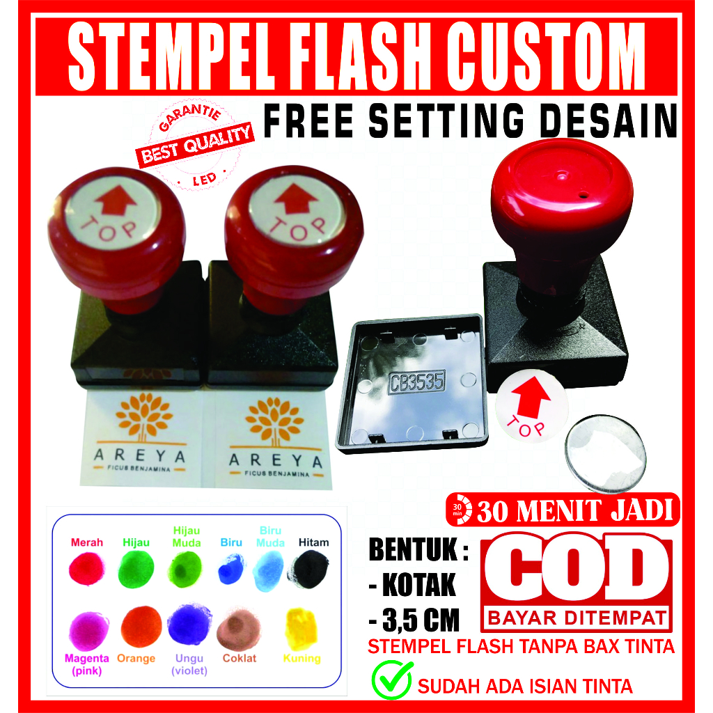 Jual Stempel Custom Kotak / Stempel logo / Stempel flash / uk. 3,5 cm ...