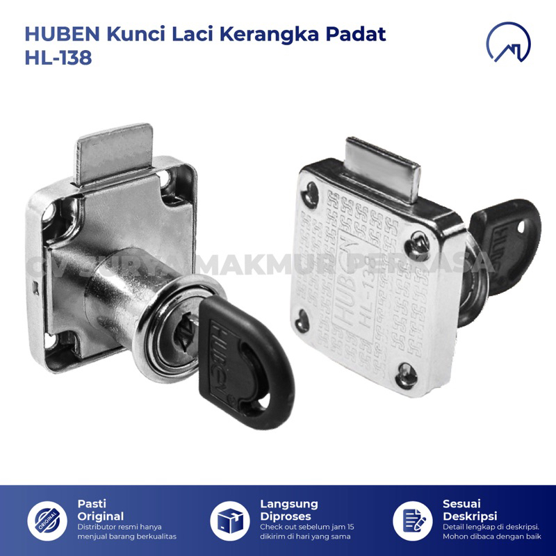 Jual HUBEN Kunci Laci Padat Loker Lemari Laci Kabinet HL 138 22mm | Shopee Indonesia
