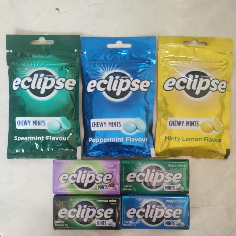 Jual permen wrigleys eclipse grape spearmint intense mints peppermint ...