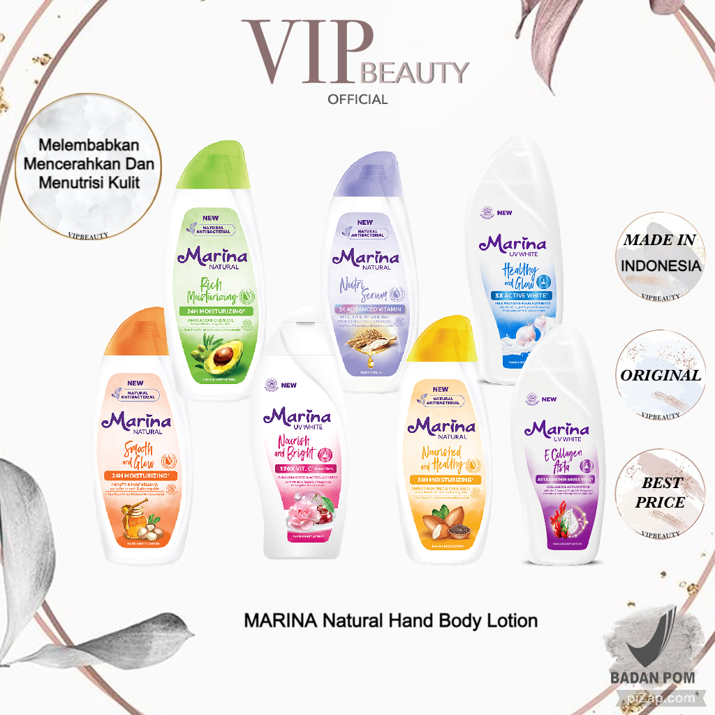 Jual MARINA Natural Hand Body Lotion - Body Serum 95ml | 150ml | 250ml | Shopee Indonesia