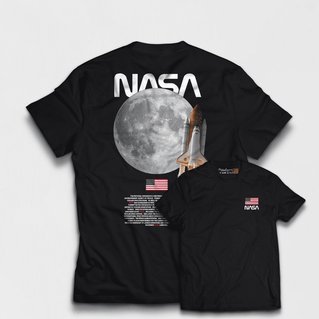 Jual Kaos Pria Distro Nasa Premium Katun 24s Combed Hitam | Shopee ...