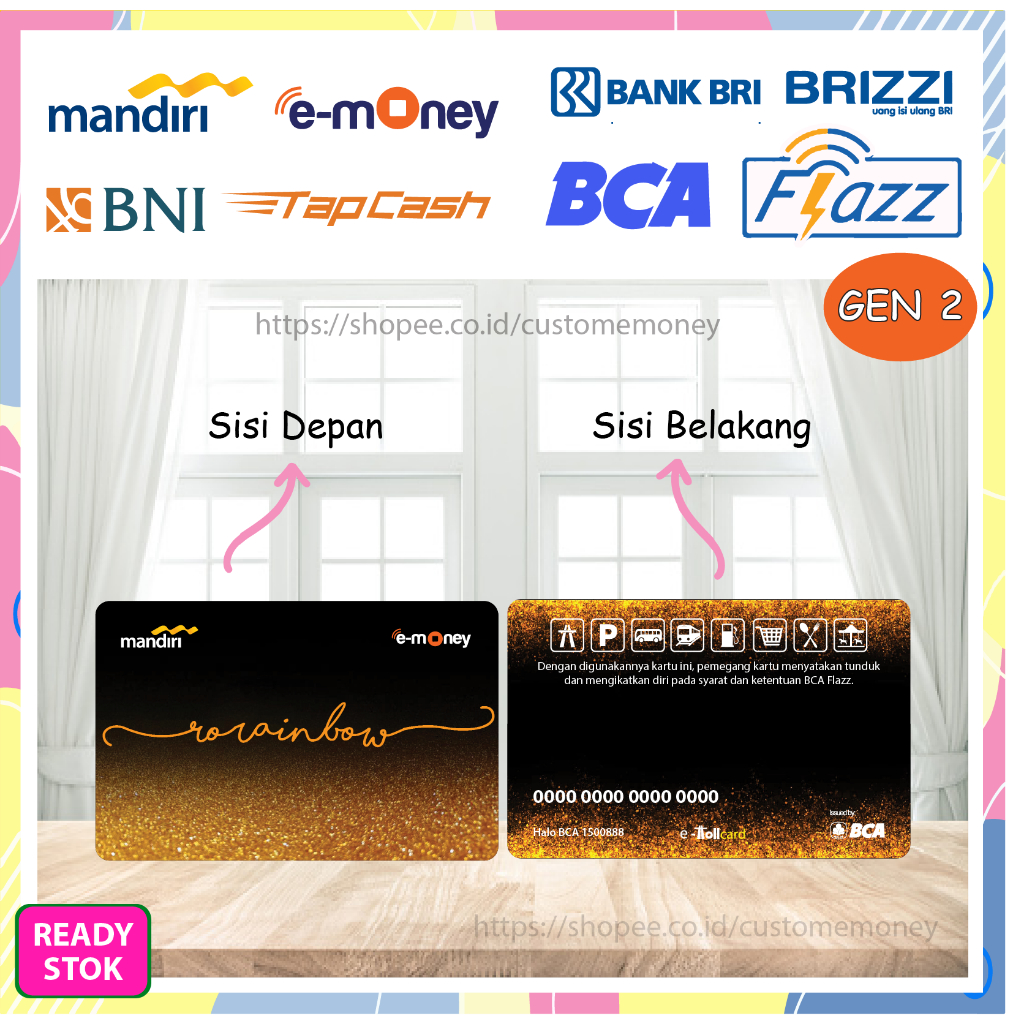 Jual KARTU EMONEY DESIGN CUSTOM NAMA BLINK BLACK ORANGE KARTU ETOLL E ...