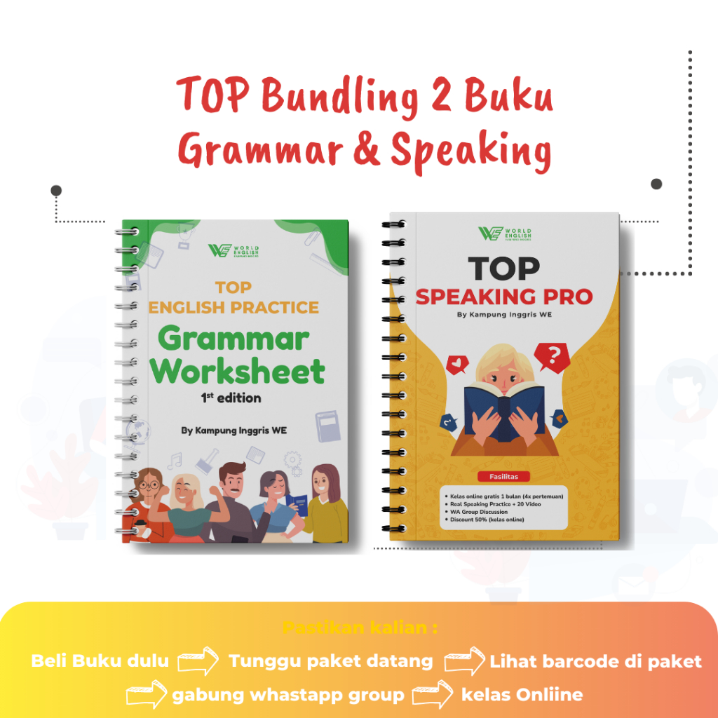 Jual Bundling 2 BUKU TOP GRAMMAR & SPEAKING - KAMPUNG INGGRIS WE (Materi Lengkap, Ada latihan ...