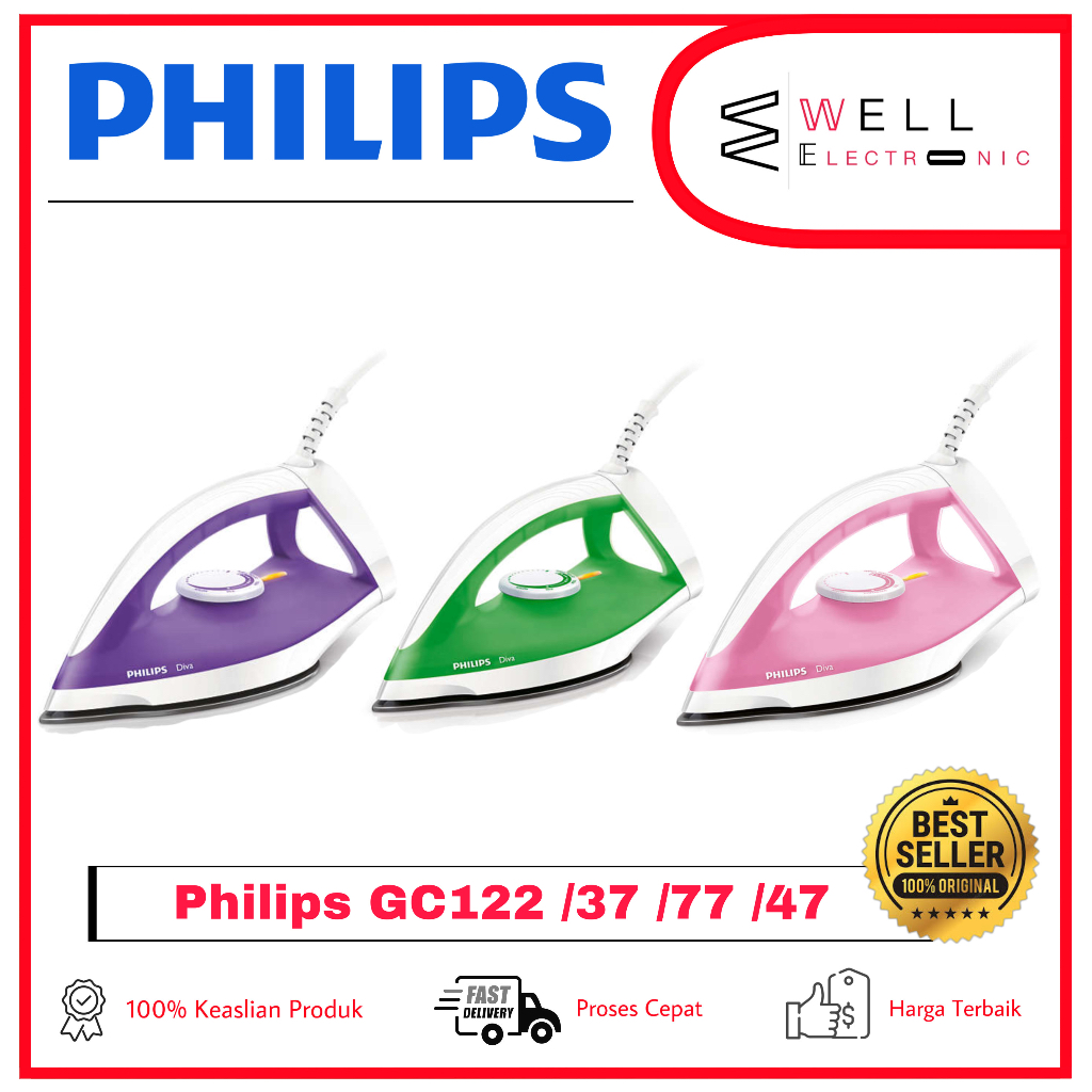 Jual PHILIPS GC122/37 GC122/47 GC122/77 Classic Dry Iron Setrika Kering Philips GC 122 | Shopee ...