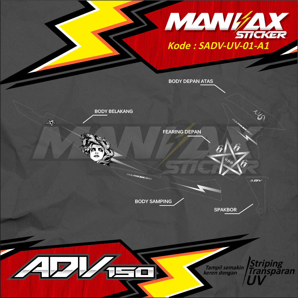 Jual Sticker Striping UV Transparan ADV 150 Motif Medusa Viral - Stiker ...
