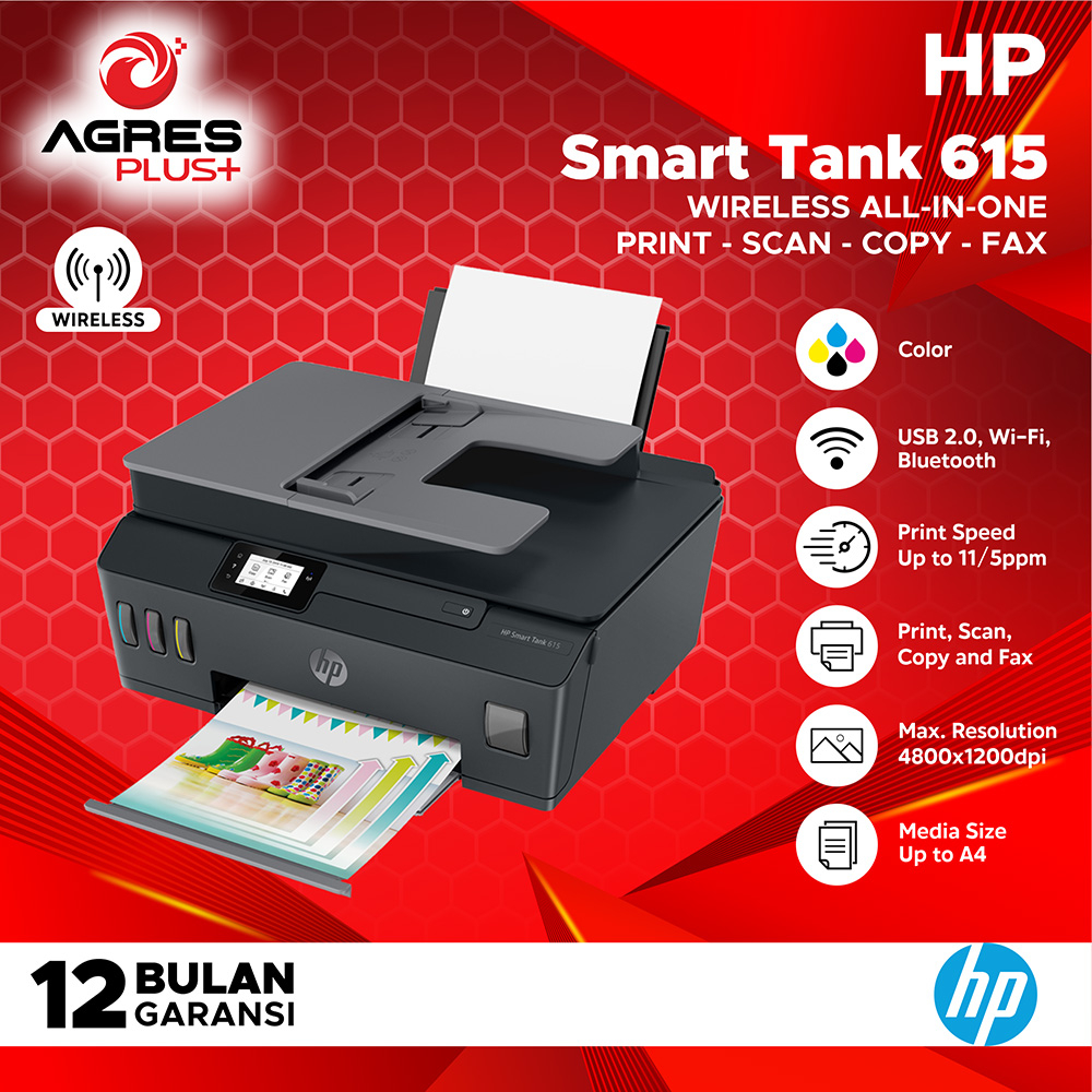 Jual HP Printer Smart Tank 615 All in One Printer Wireless Print Scan ...