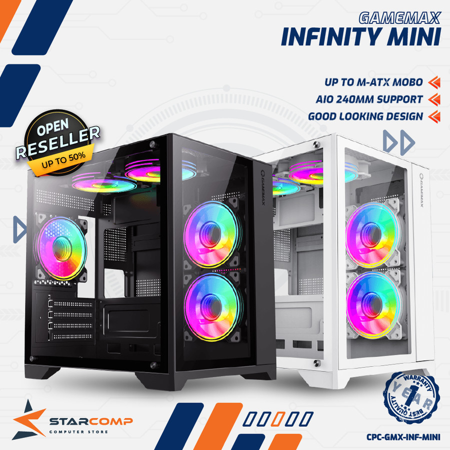 Jual GameMax Infinity Mini Black / White M-ATX Dual Chamber Casing ...