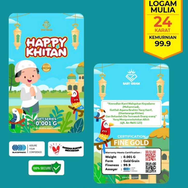 Jual Souvenir / Kado Emas Baby Gram tema KHITAN 0.001 gram | Shopee ...